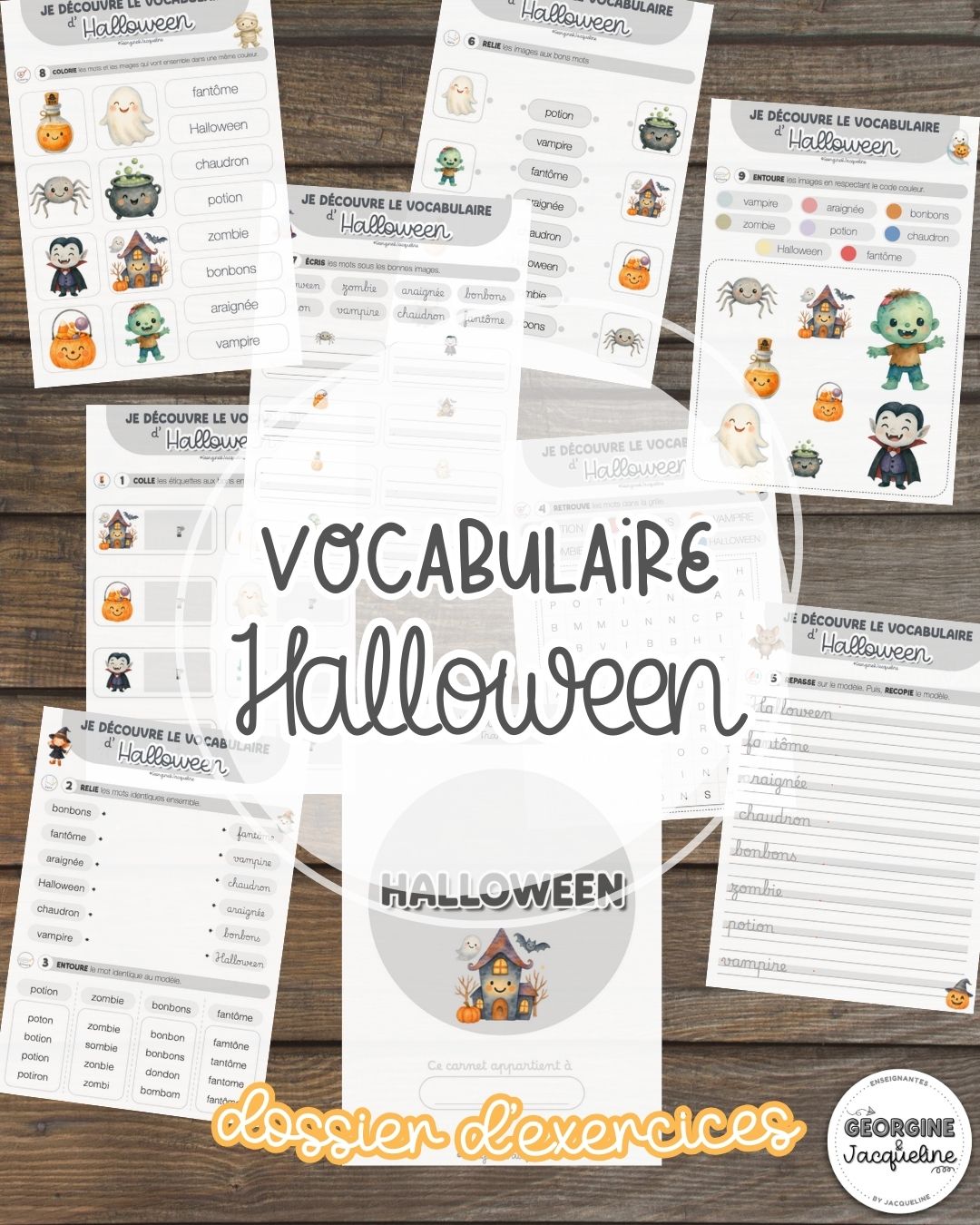 Le vocabulaire d'Halloween – Dossier d'exercices – Georgine & Jacqueline