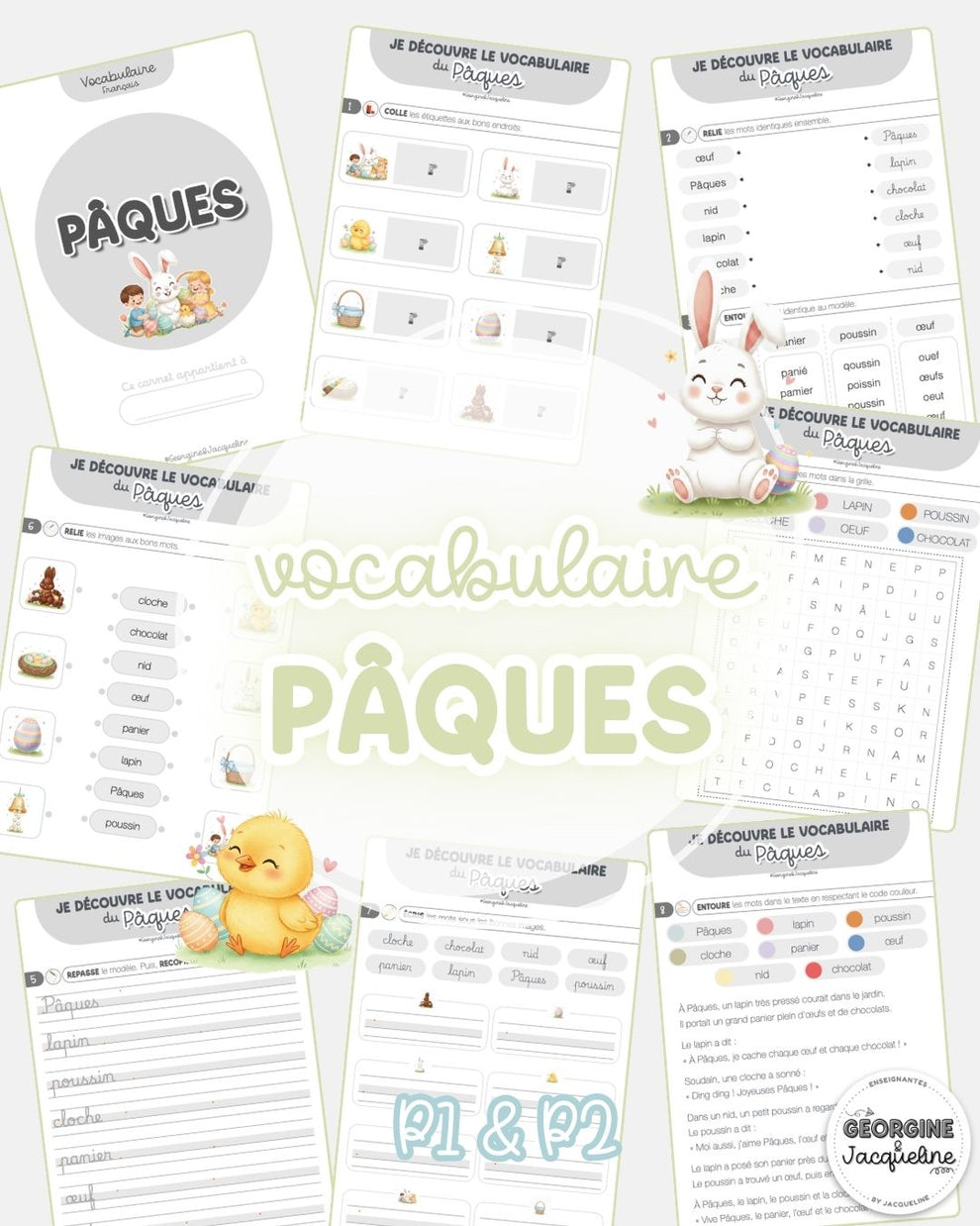 Le Vocabulaire de Pâques – Dossier d'exercices – Georgine & Jacqueline