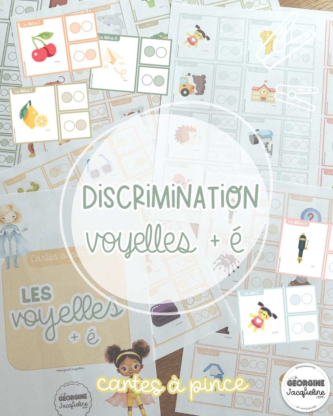 Les voyelles + é - discrimnation auditive - cartes à pince – Georgine ...