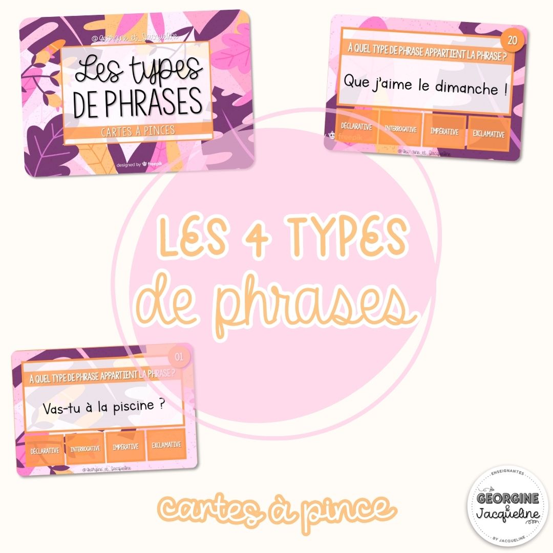 Les 4 types de phrases – CÀP / Cartes à pinces – Georgine & Jacqueline